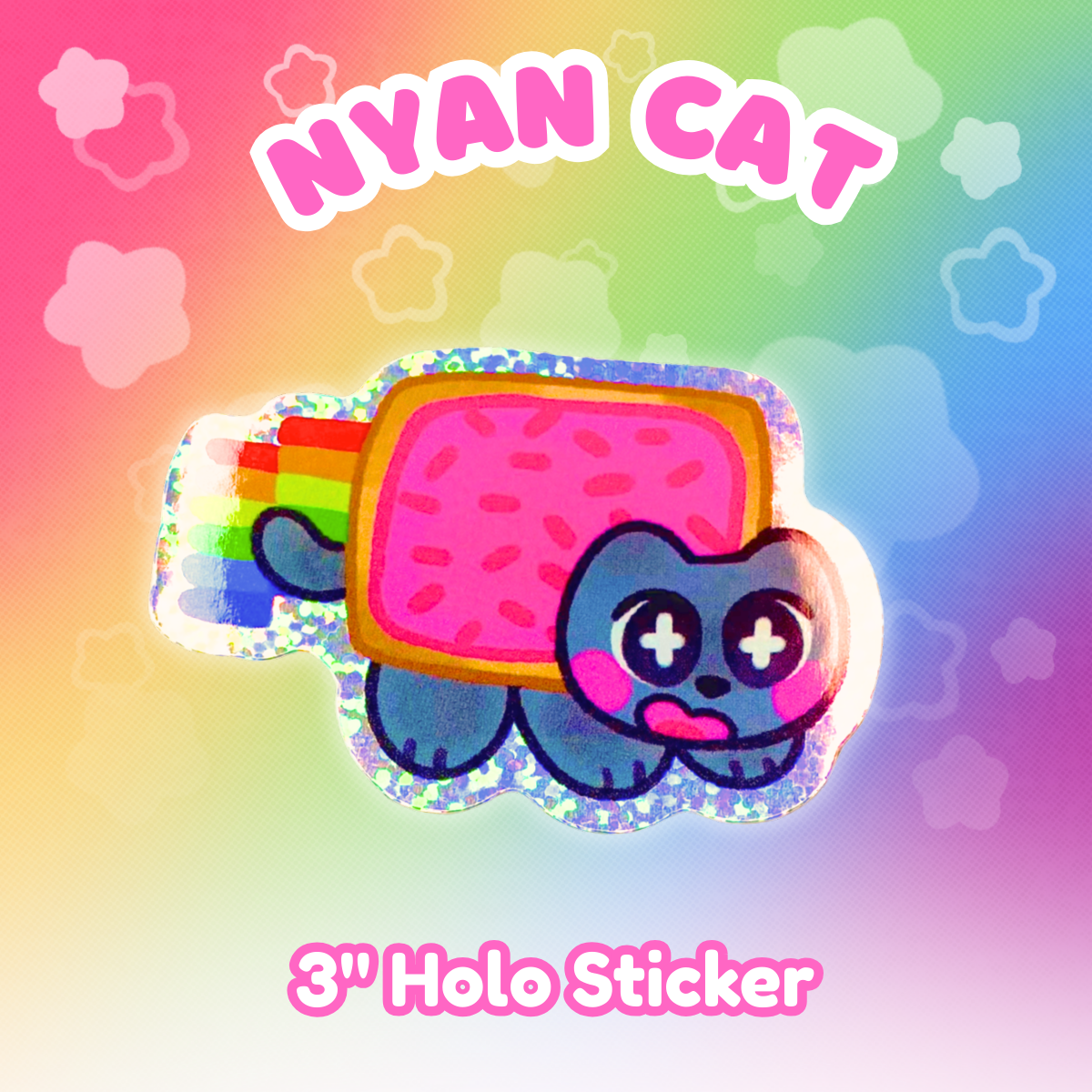 Nyan Cat 2.5" Glitter Holographic Sticker – SnailxSprout